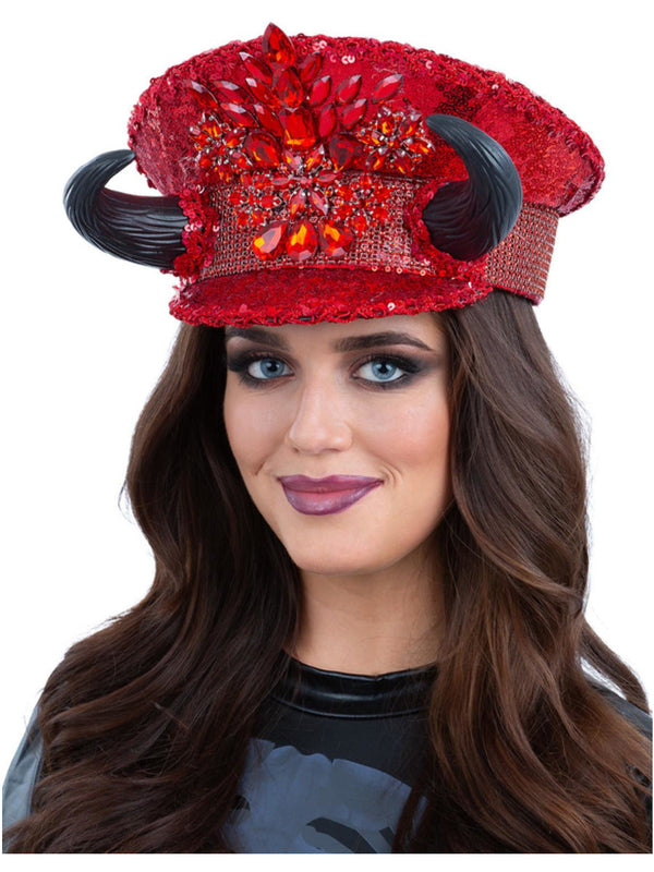 Fever Deluxe Devil Sequin Captains Hat - Fever Collection